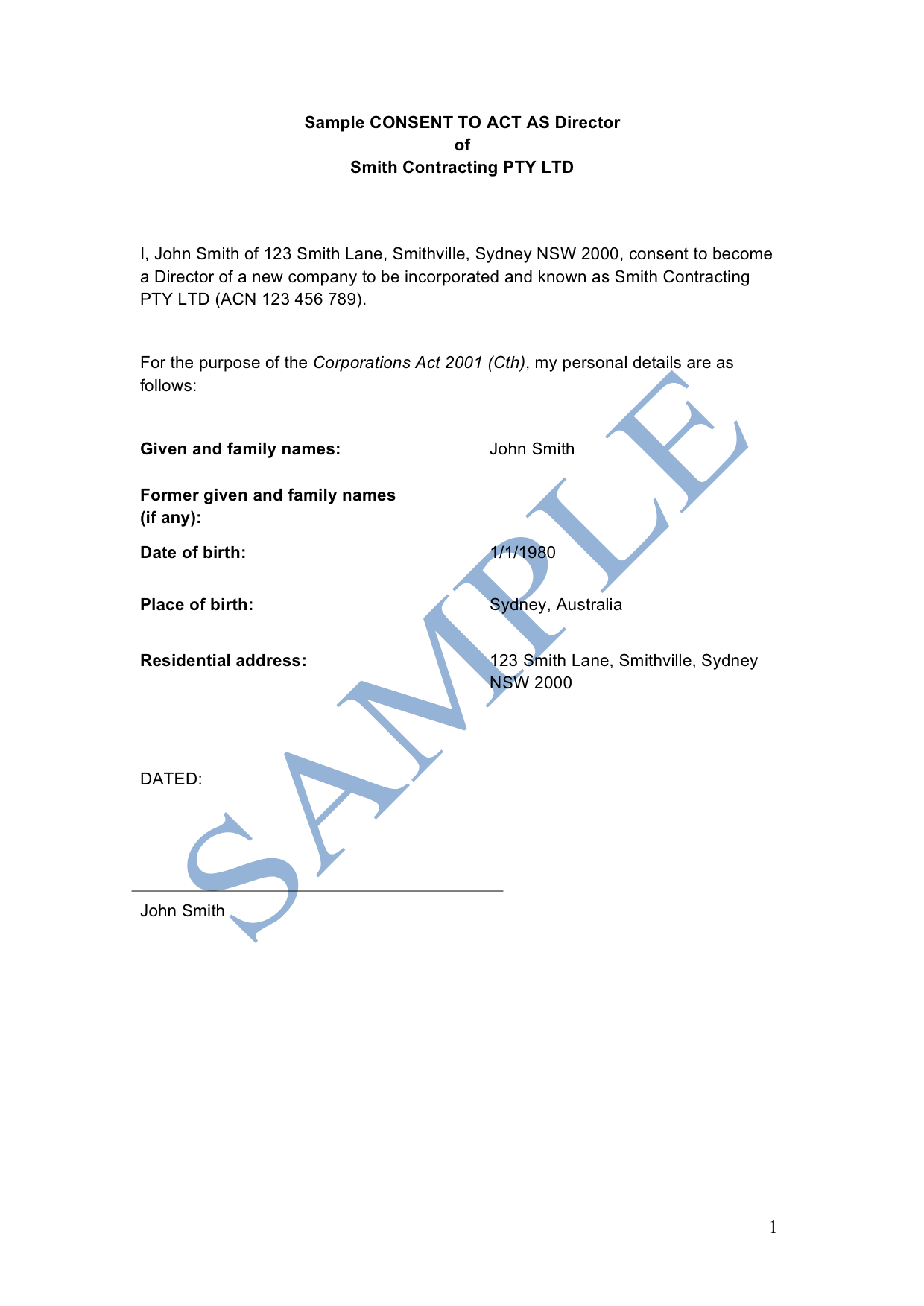 Consent to Act as an Officeholder - Free Template | Sample - Lawpath