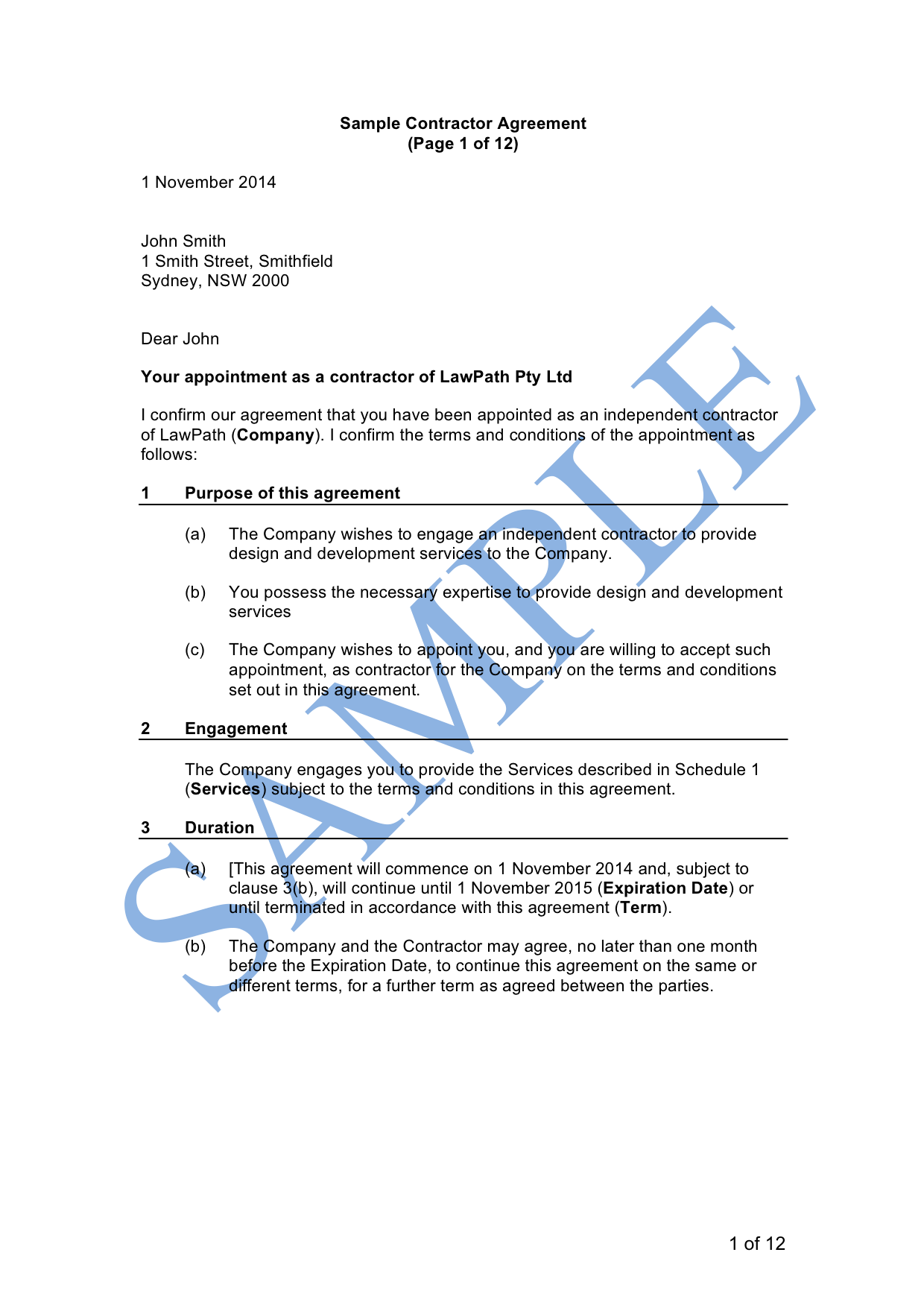 Labour Hire Contract Template PDF Template