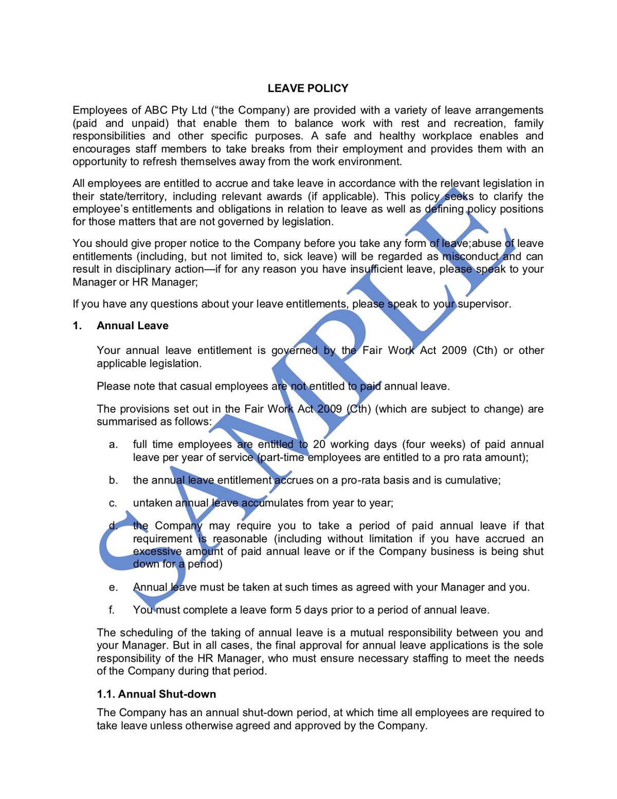Leave Policy Free Template Sample Lawpath Vrogue